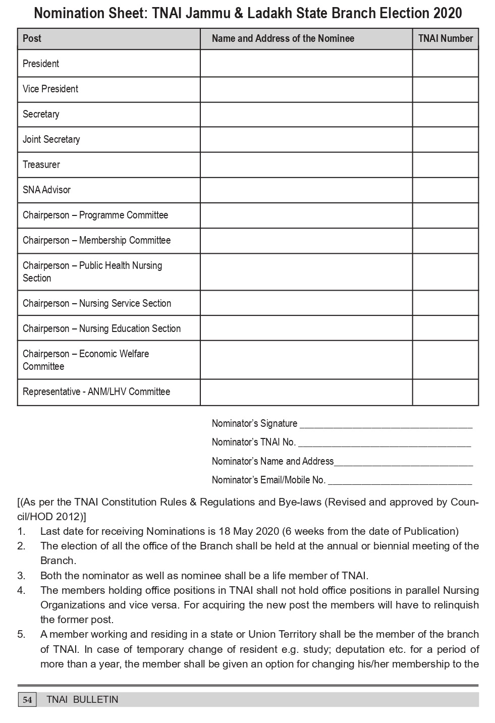 TNAI Bulletin - April 2020 - TNAI Publications
