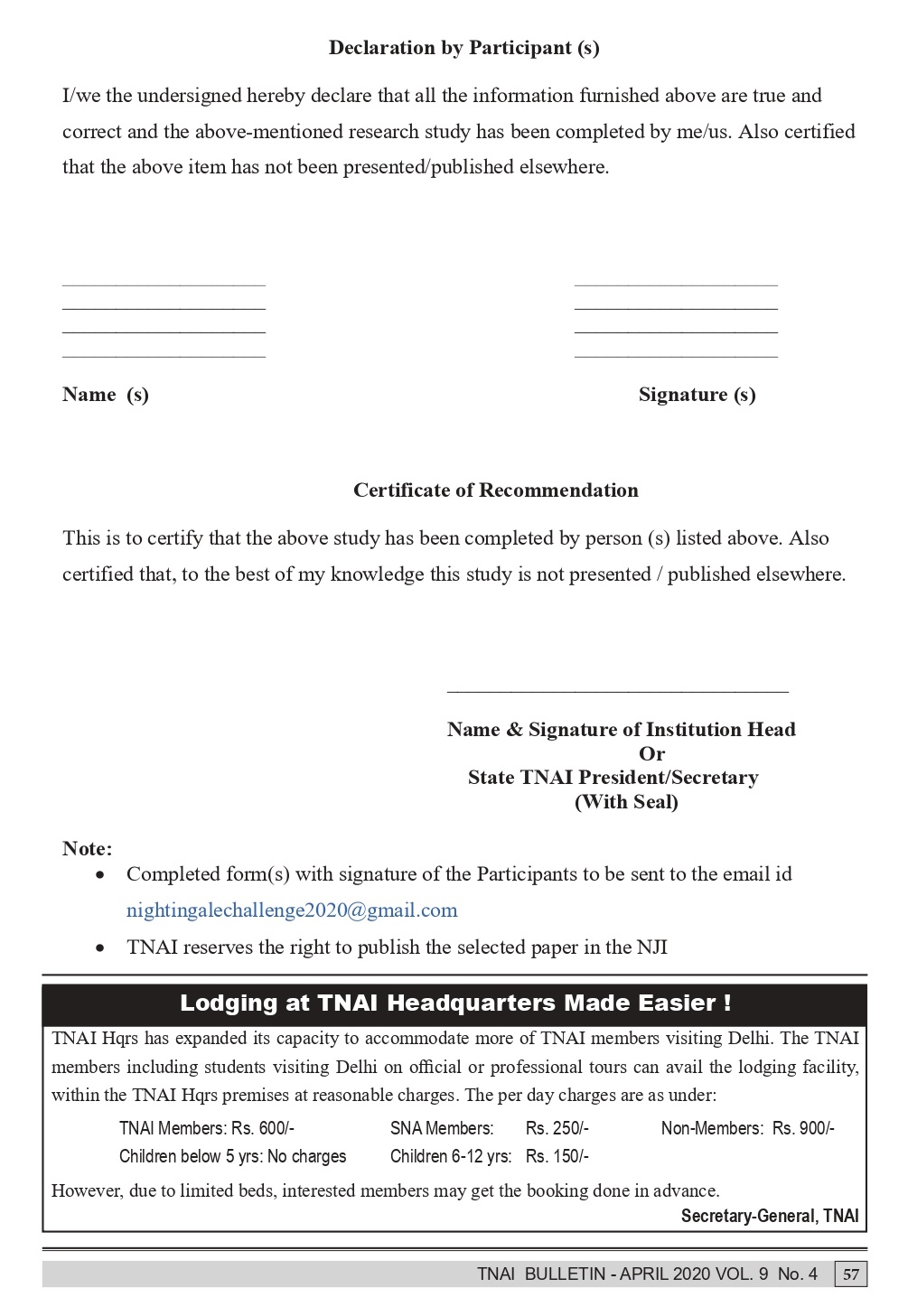 TNAI Bulletin - April 2020 - TNAI Publications