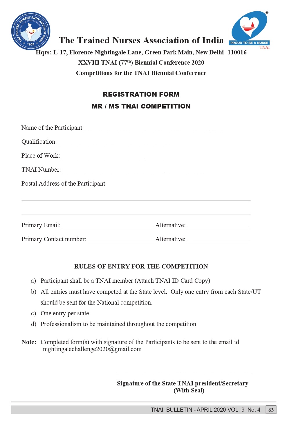 TNAI Bulletin - April 2020 - TNAI Publications