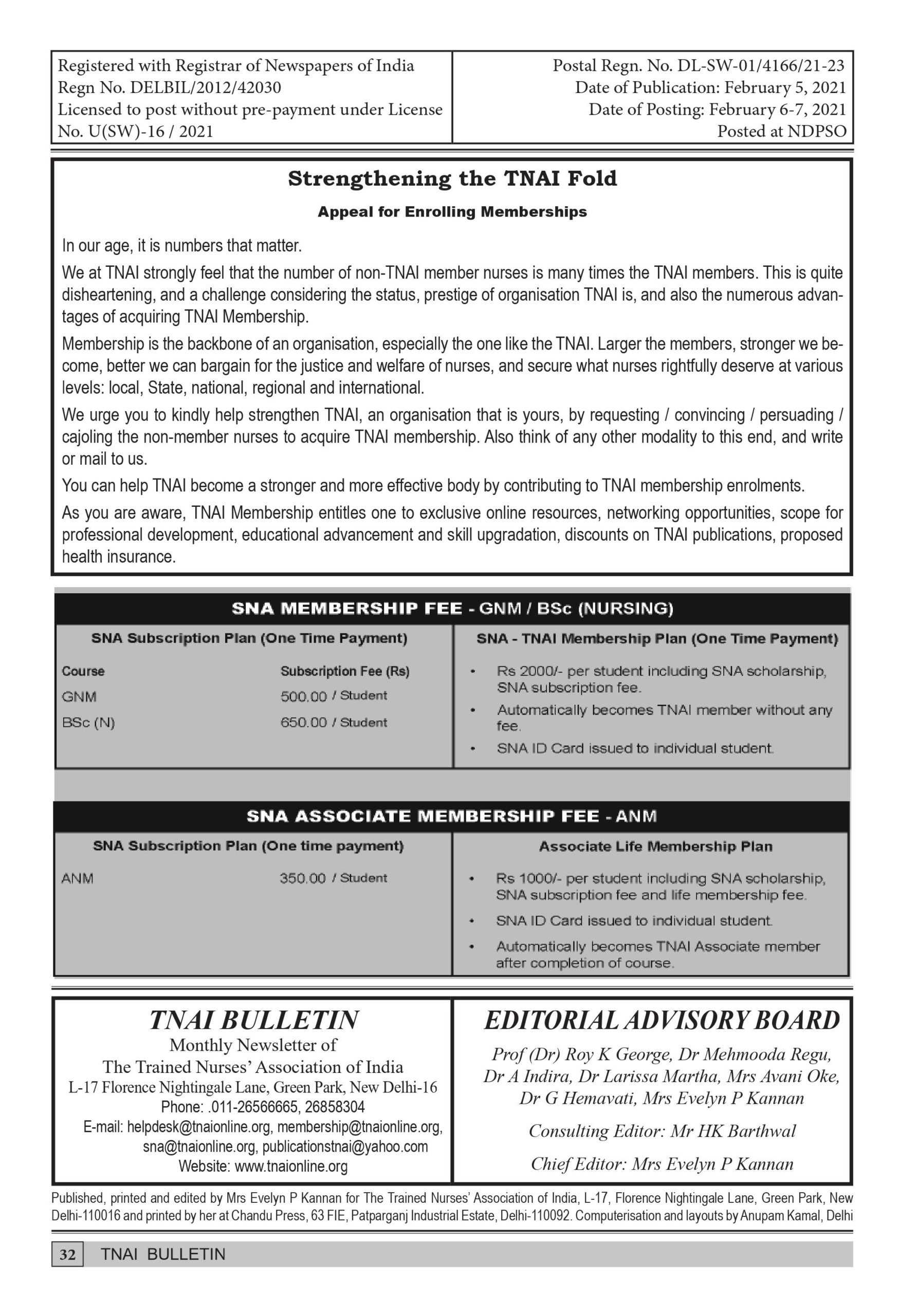 TNAI Bulletin - February 2021 - TNAI Publications
