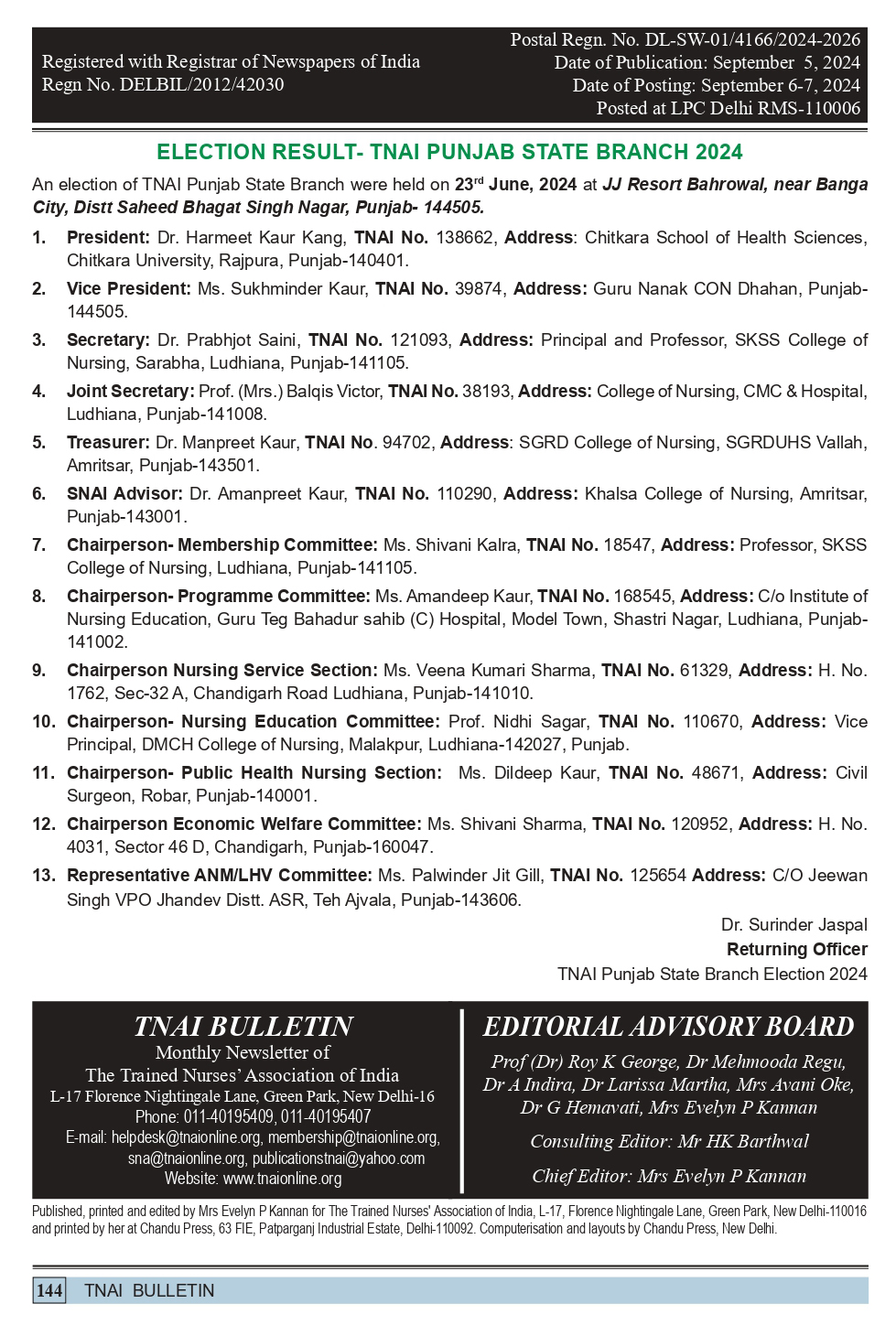 TNAI Bulletin - September 2024 - TNAI Publications